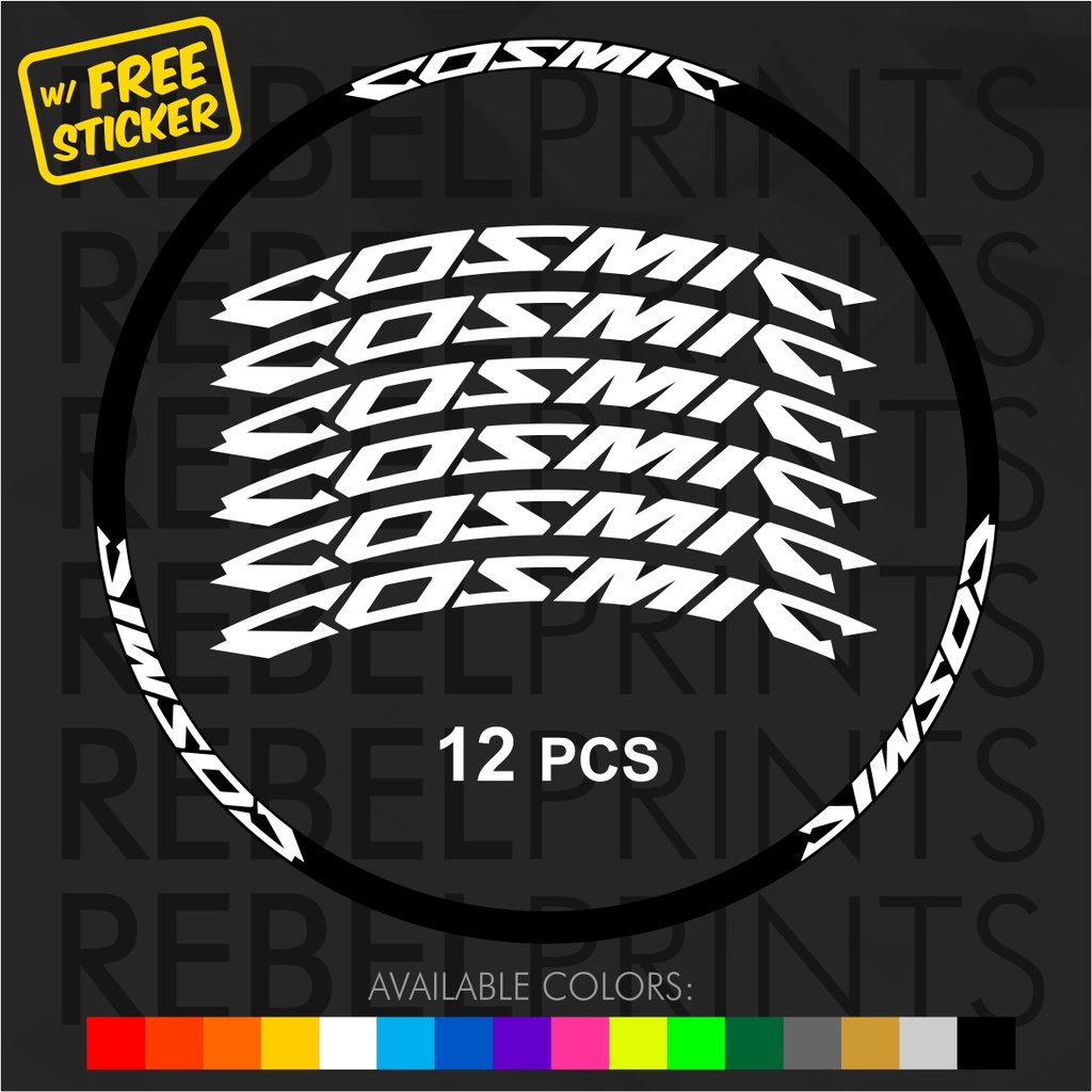 Mavic COSMIC (12 pcs) Wheel Rim Sticker Decals Vinyl for Mountain Bike ...