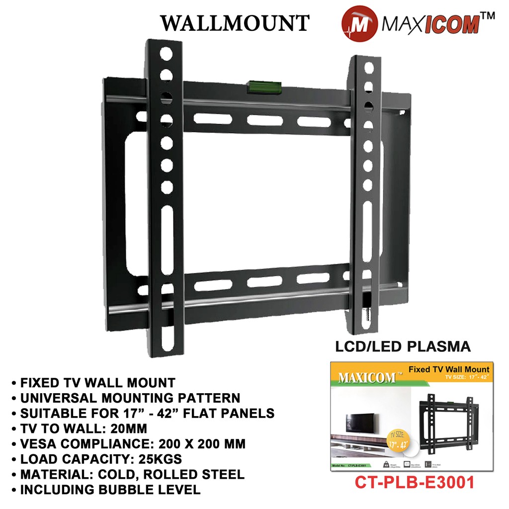 Maxicom Wallmount LCD/LED PLASMA TV Bracket CT-PLB-E3001 | Shopee Philippines