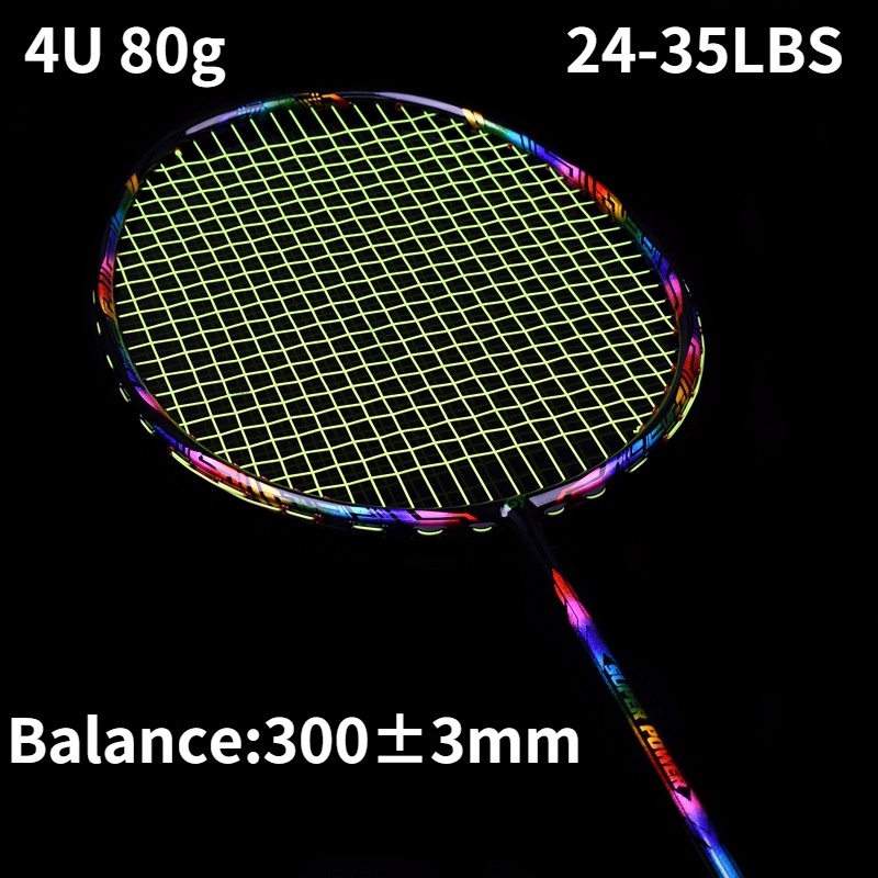 ∈4U 80g Japan M20J Carbon Badminton Racket 24-35LBS Colorful Brozing ...