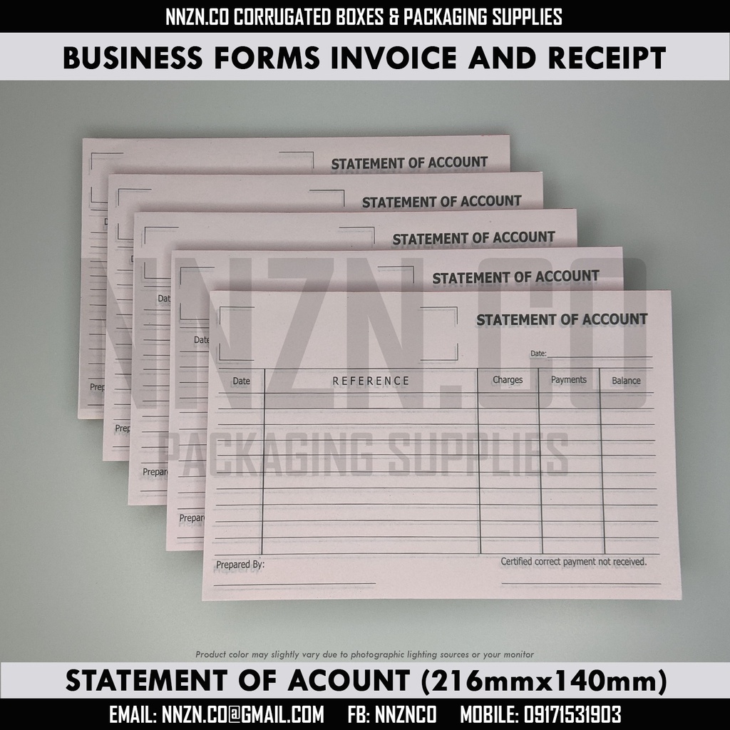NNZN Business Forms Statement of Account Slip - Per Booklet | Shopee ...