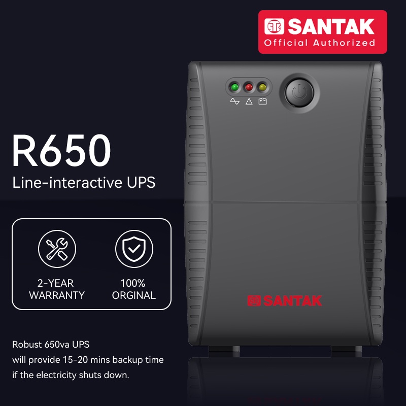 SANTAK Robust 650VA Line-Interactive UPS power supply battery backup ...