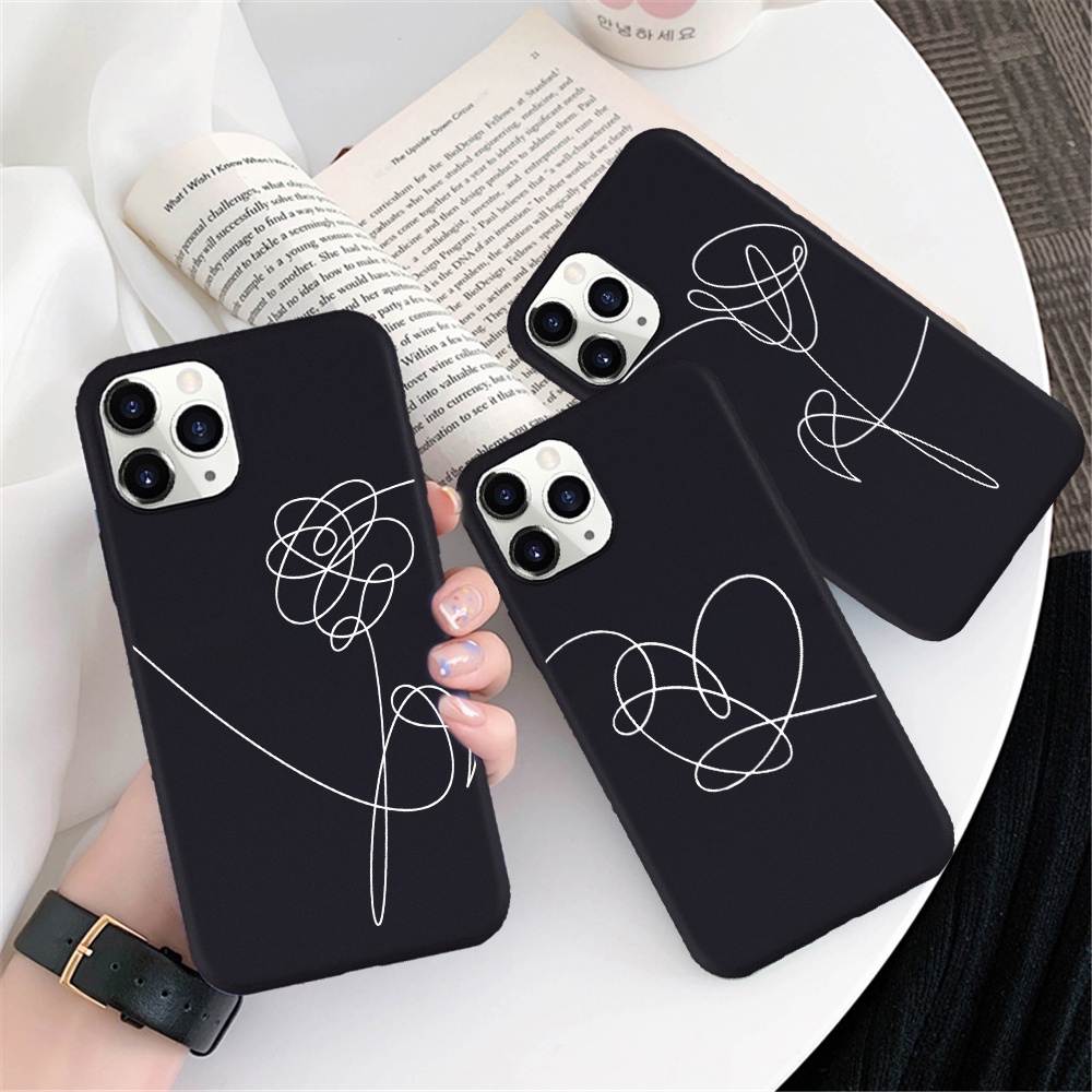 BTS-love yourself flower black phone case for iphone 6/6s , 7 , 8 X ...