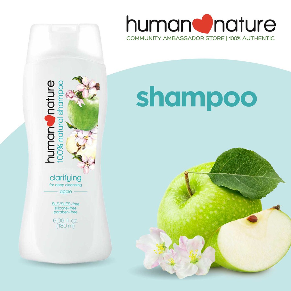 Human Nature 100% Natural Clarifying Shampoo 180ml | Apple Scent with ...