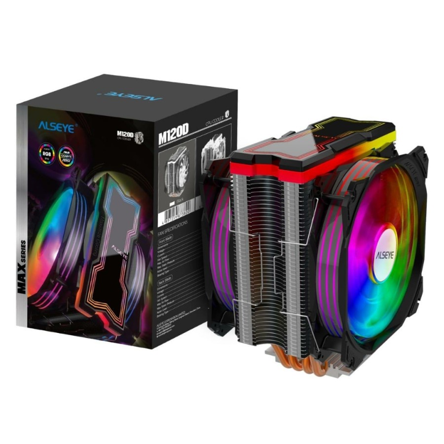 Fan Processor Alseye M120D MAX Series RGB CPU Cooler Gaming 4 Pipes ...