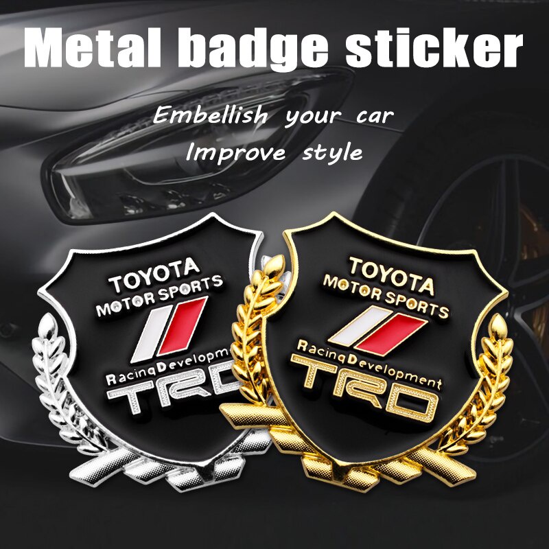 JN-Car stickers Accessories2pcs Car Styling 3D Metal Sticker Toyota TRD ...