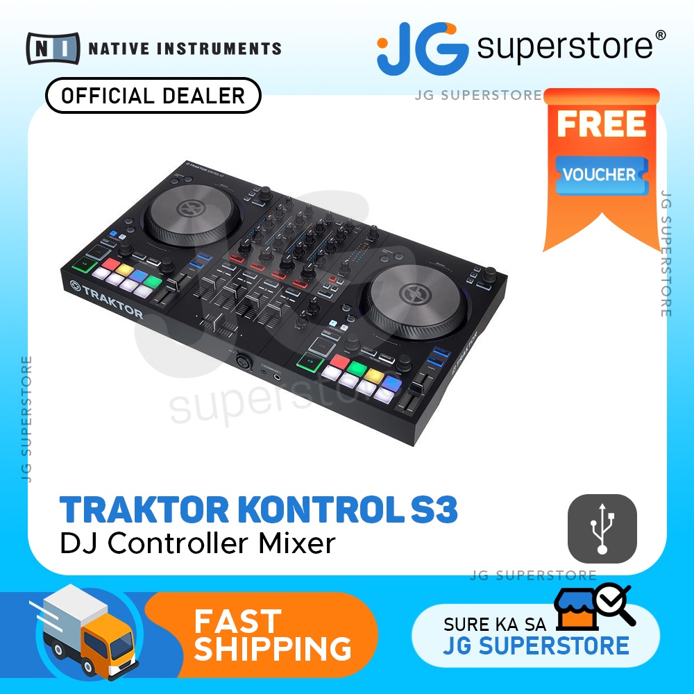 Native Instruments Traktor Kontrol S3 4-Channel 4-Deck DJ Controller Mixer w/ Audio Interface ...