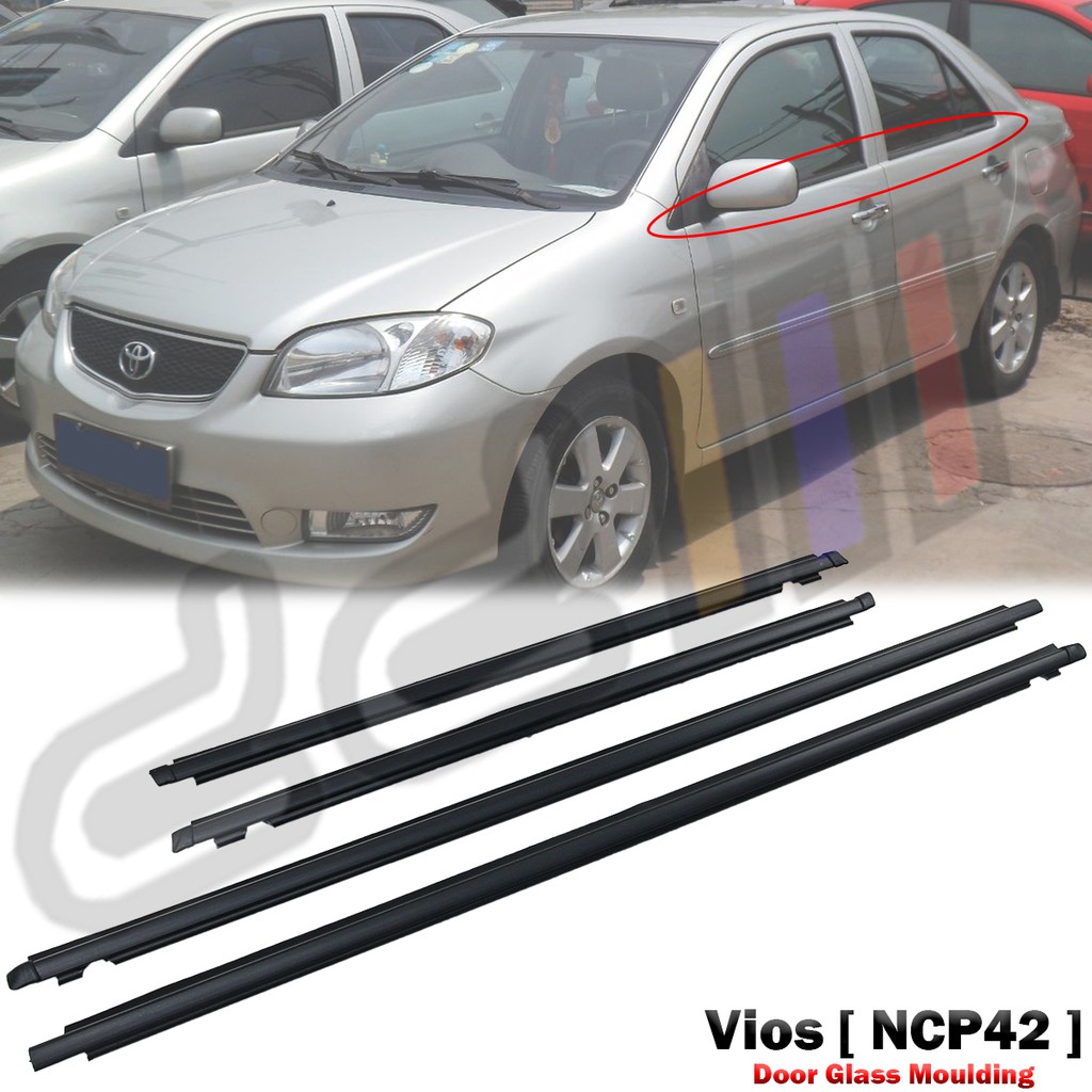 Door Glass Outer Moulding Window Trim For Toyota Vios NCP42 1st Gen ...