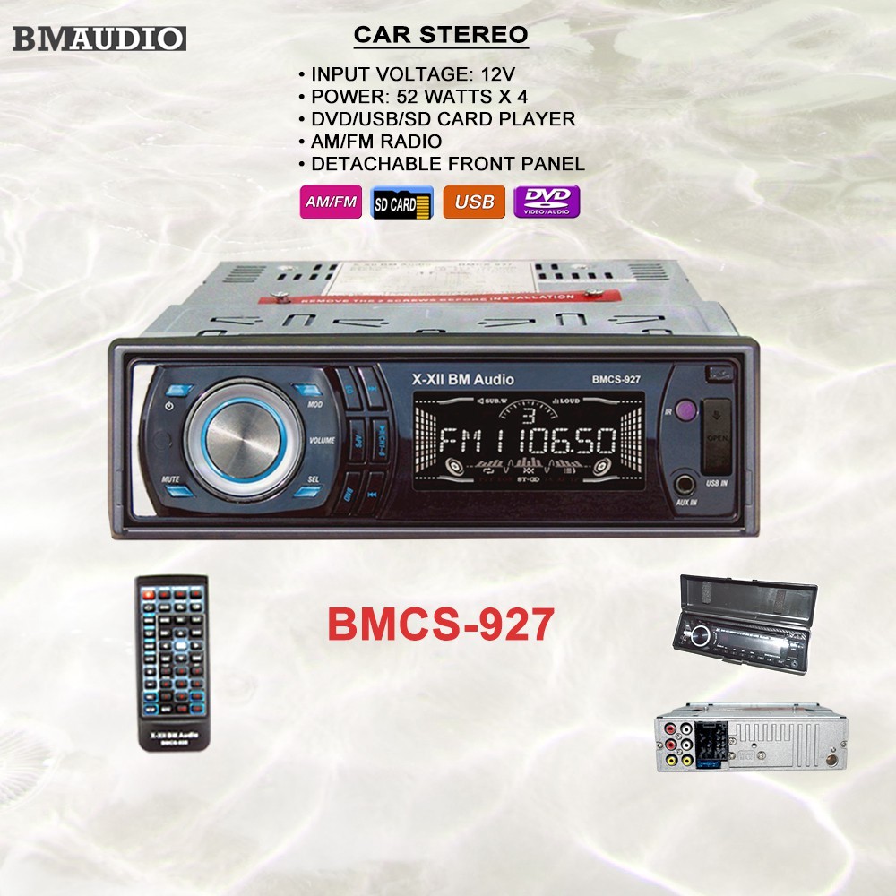 CAR STEREO DVD USB SD CARD PLAYER AM / FM RADIO DETACHABLE FRONT PANEL ...