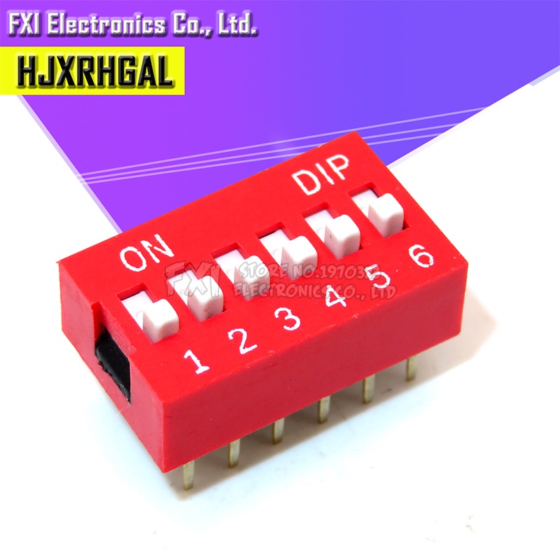 10PCS DIP Switch 6 Way 2.54mm Toggle Switch Red Snap Switch Wholesale ...