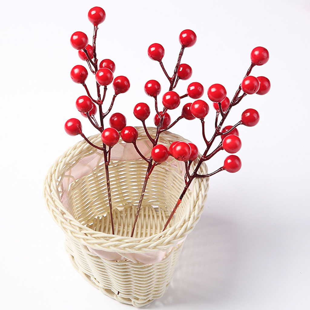 12pcs Artificial Red Berry Branches 20cm Fake Plants Christmas Decor ...