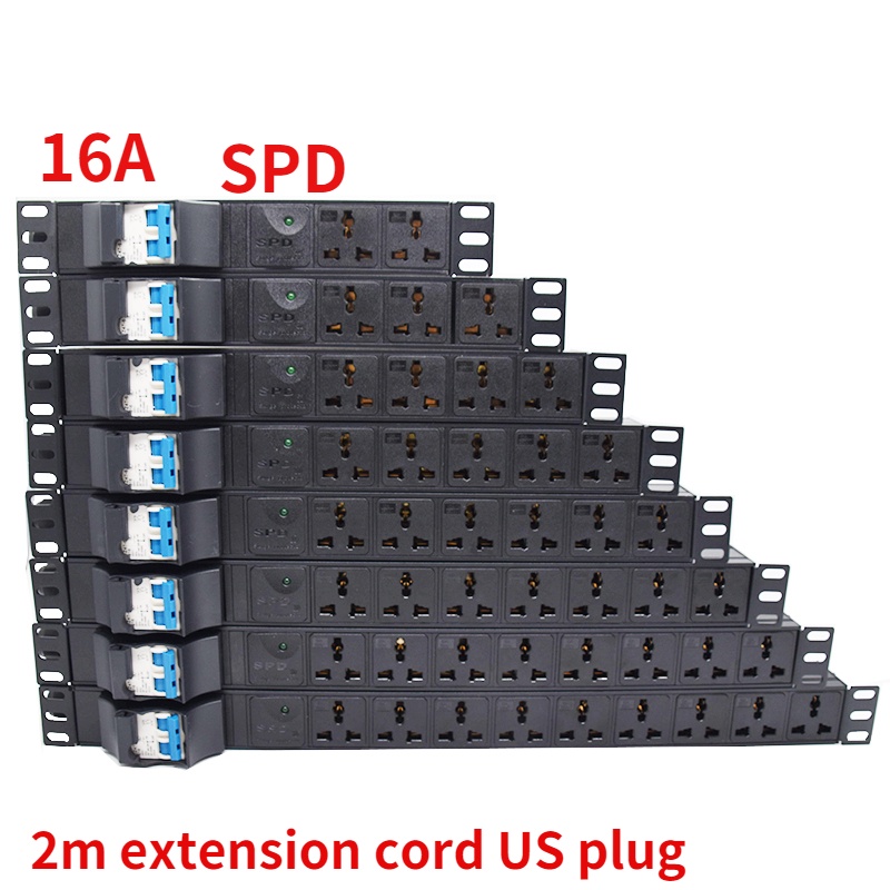 Server Rack Power Distribution Unit PDU Power Strip 2 - 10 Outlets with 16A Circuit Breaker and ...