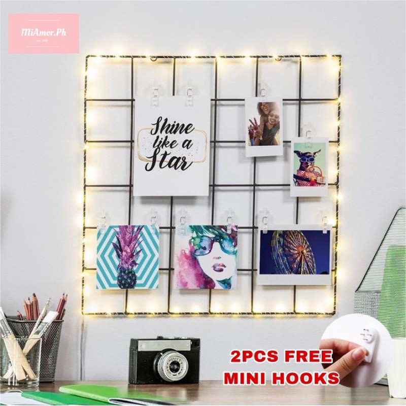 [30x30cm] DIY Grid Wall Wire Mesh Panel Iron Decor Organizer Art ...