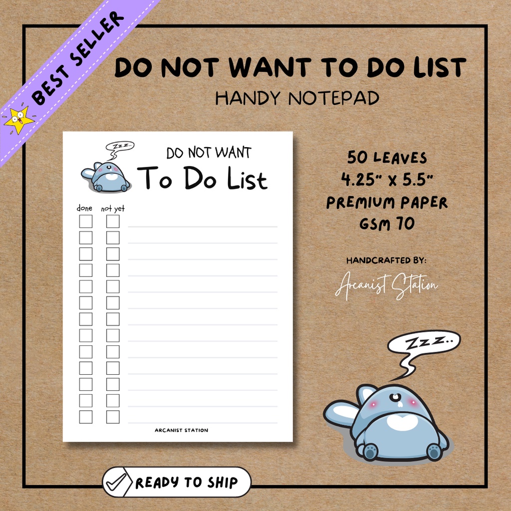 Do Not Want To Do List - Witty Notepad Planner | Shopee Philippines