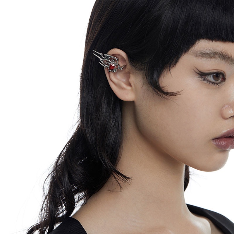 DK Big Elf Ear "Fu" Tour Ear Clip Earrings Cloud Pattern National ...