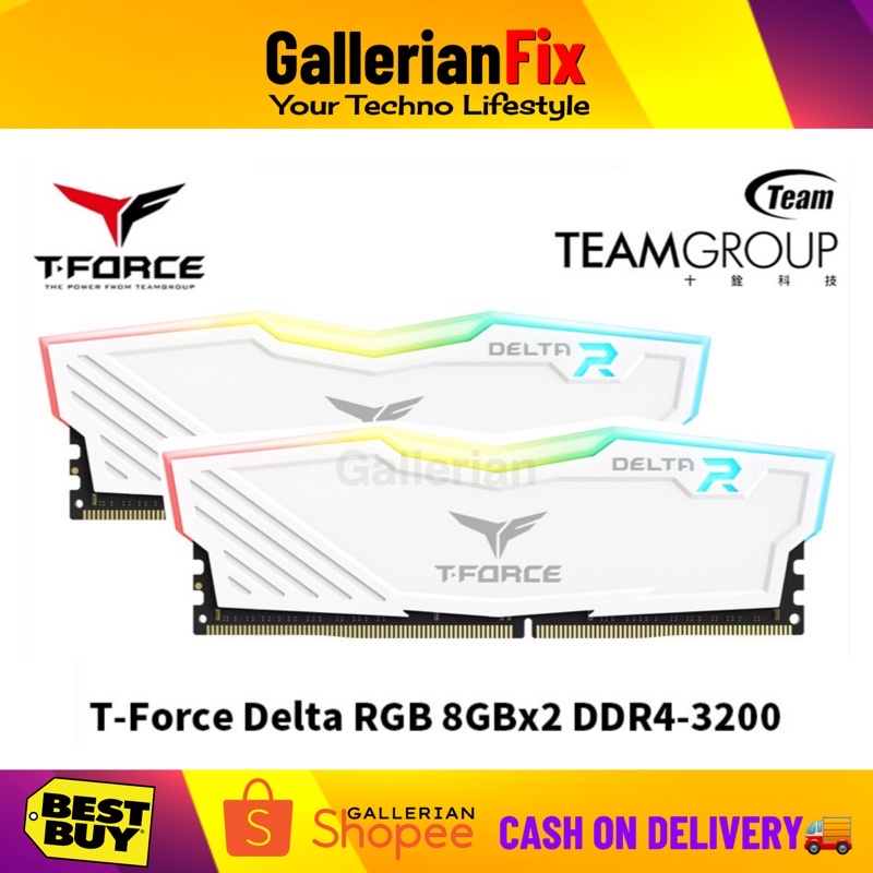 TeamGroup T-Force Delta Ram 16GB 8GBx2 DDR4 3200mhz Gaming Memory Team ...