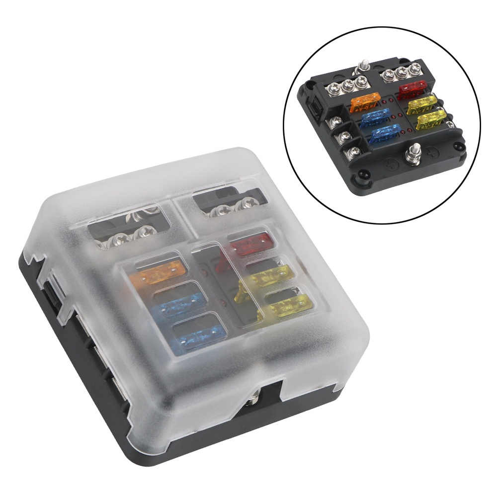 12V 32V Fuse Box Holder With Plastic Cover M5 Stud 6 Ways 12 Ways Blade ...