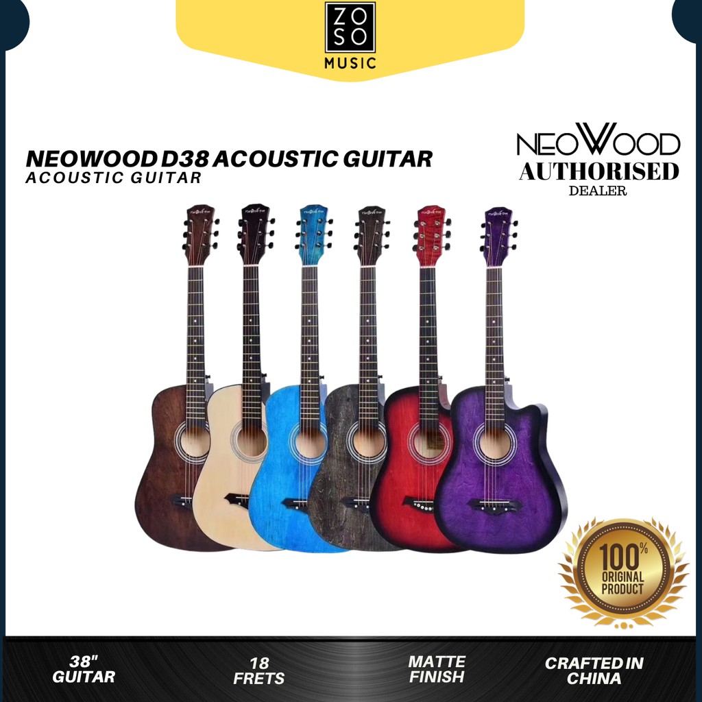 NEOWOOD D38 38IN ACOUSTIC GUITAR CUTAWAY W/ MATTE FINISH (NEOWOOD/ D38 ...