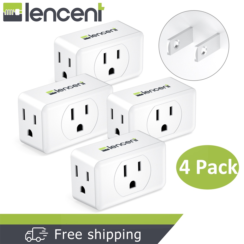 LENCENT 4 Pack Multi Plug 3 Prong to 2 Prong Adapter Extender with 3 ...