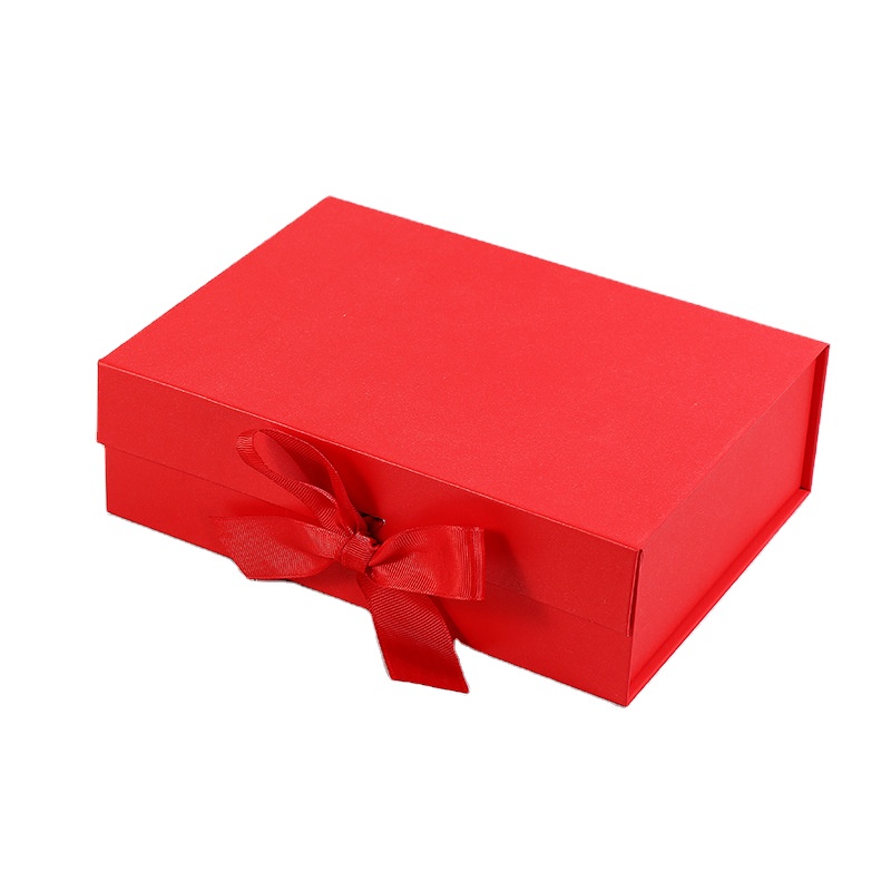1 pc Premium Collapsible HARD Gift Box with Ribbon Corrugated Cardboard ...
