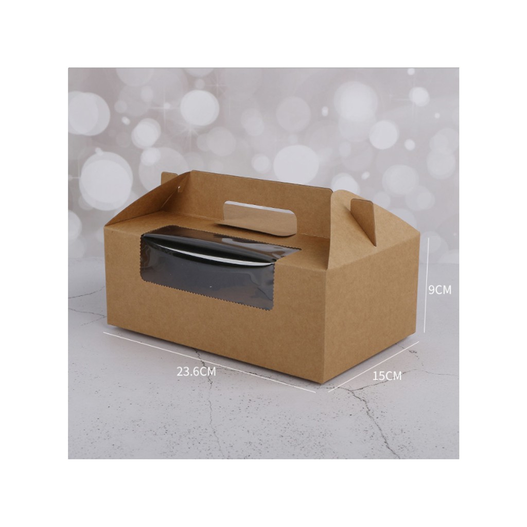 Cup cake pastry packaging box transparent window w/ handle and inner ...
