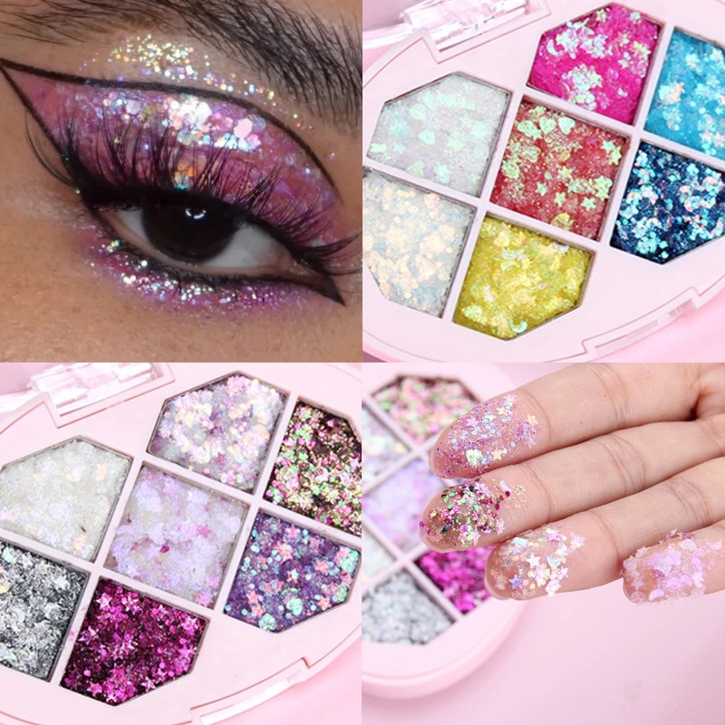 Women Diamond Sequins Glitter Eyeshadow Palette/ Waterproof Body ...