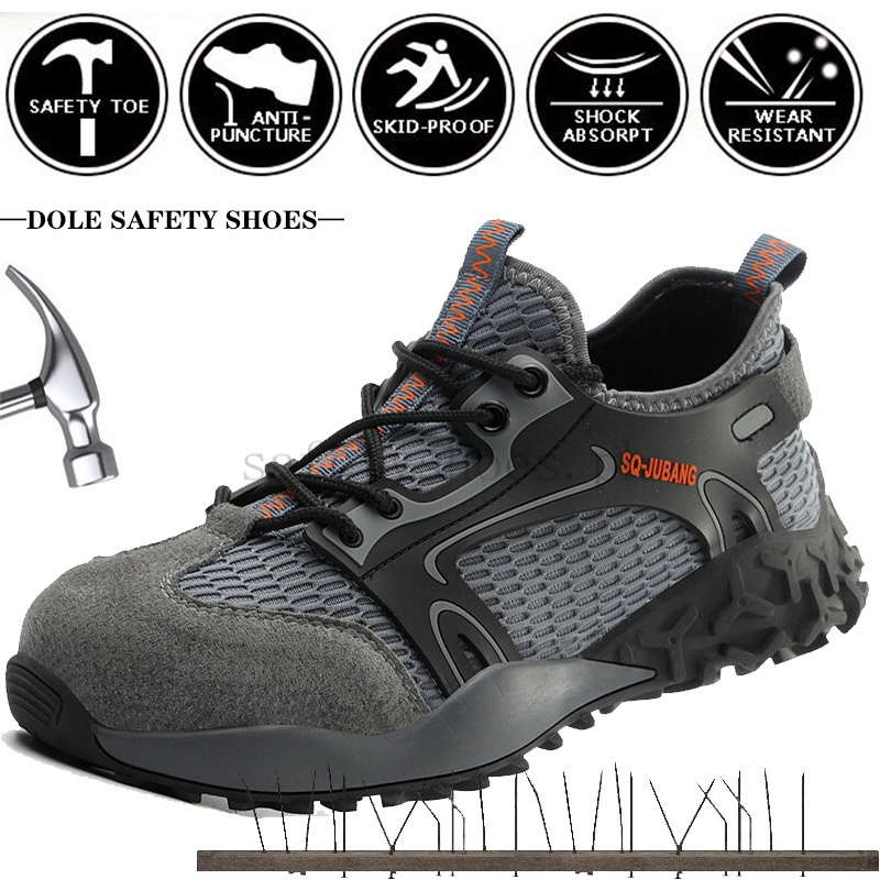 Male work safety shoes men boots outdoor steel toe working shoes for ...