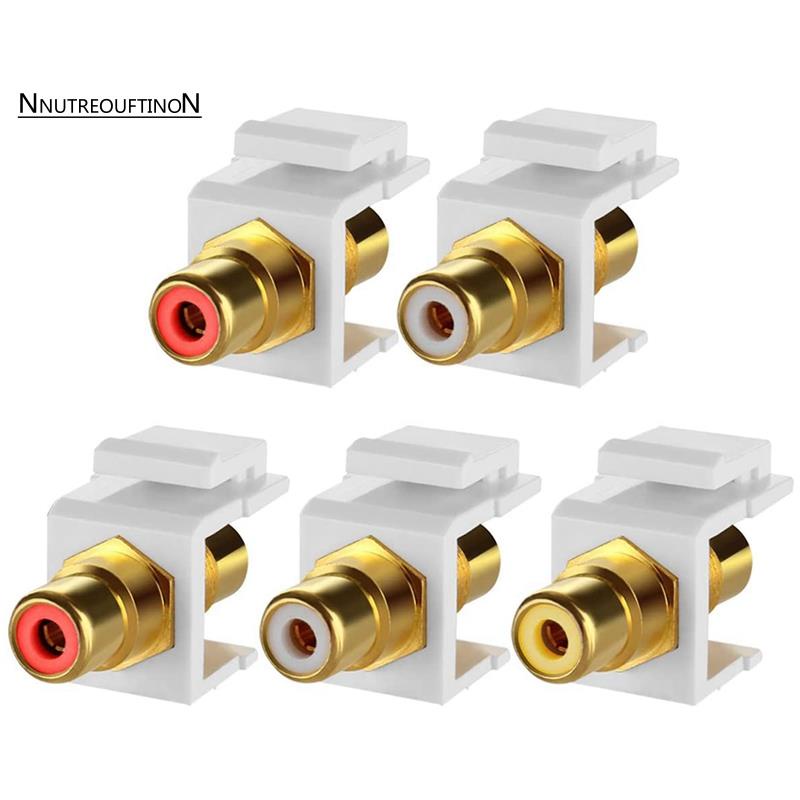 5-Pack RCA Keystone Jack Insert Connector Socket Female Snap in Adapter ...