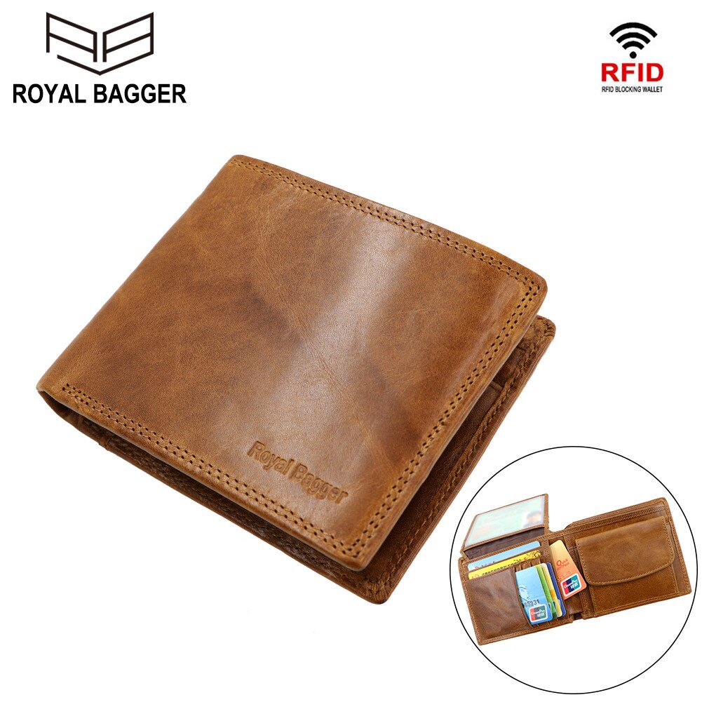 Royal Bagger Short Wallet Men RFID Blocking Crazy Horse Leather Retro ...