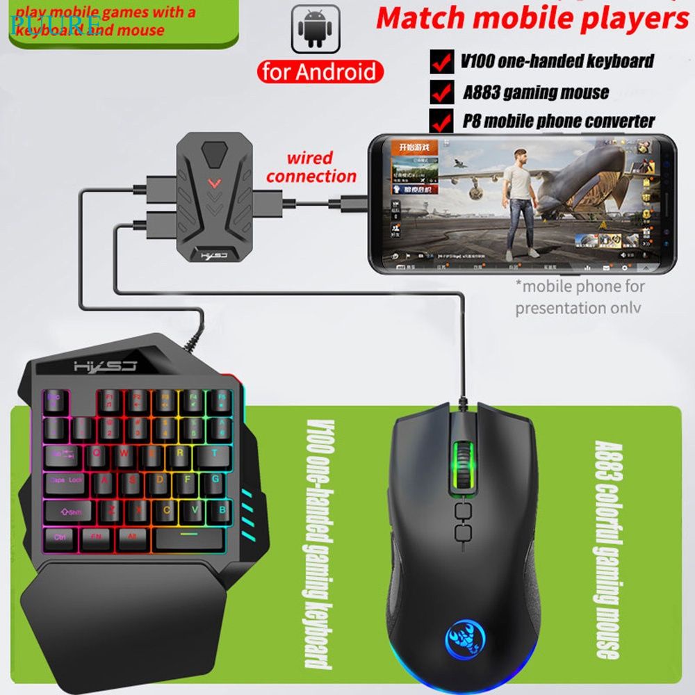 HXSJ P8 Wired Keyboard Mouse Converter Portable Mobile Gaming Keyboard and Mouse Adapter with 3 ...
