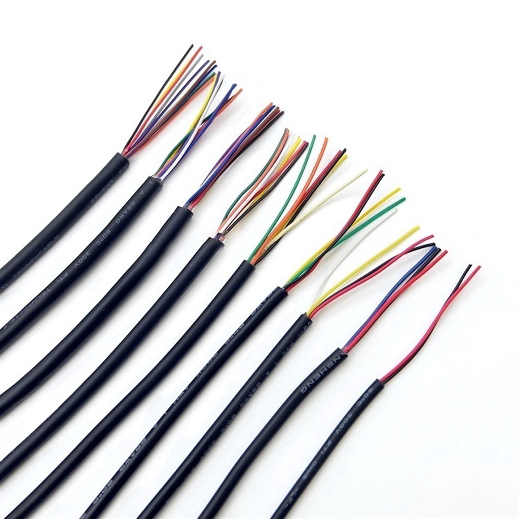 1M Sheathed Wire Cable 28AWG Audio Line, 2 3 4 5 6 7 8 9 10 Cores ...