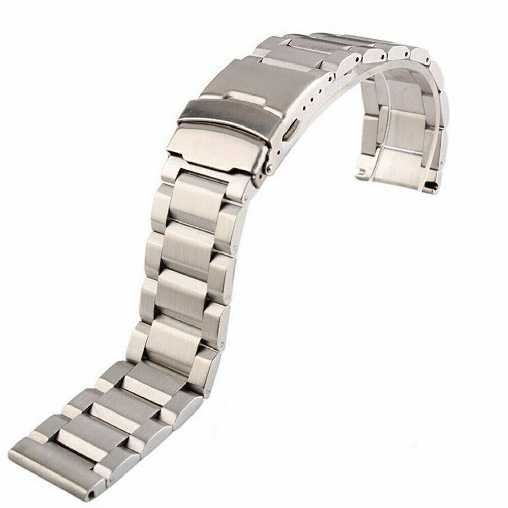 20 22mm seiko strap Silver Brushed Solid Stainless Steel Bracelet Watch ...