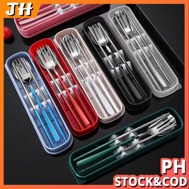 304 stainless steel cutlery set chopsticks spoon fork/box essential ...