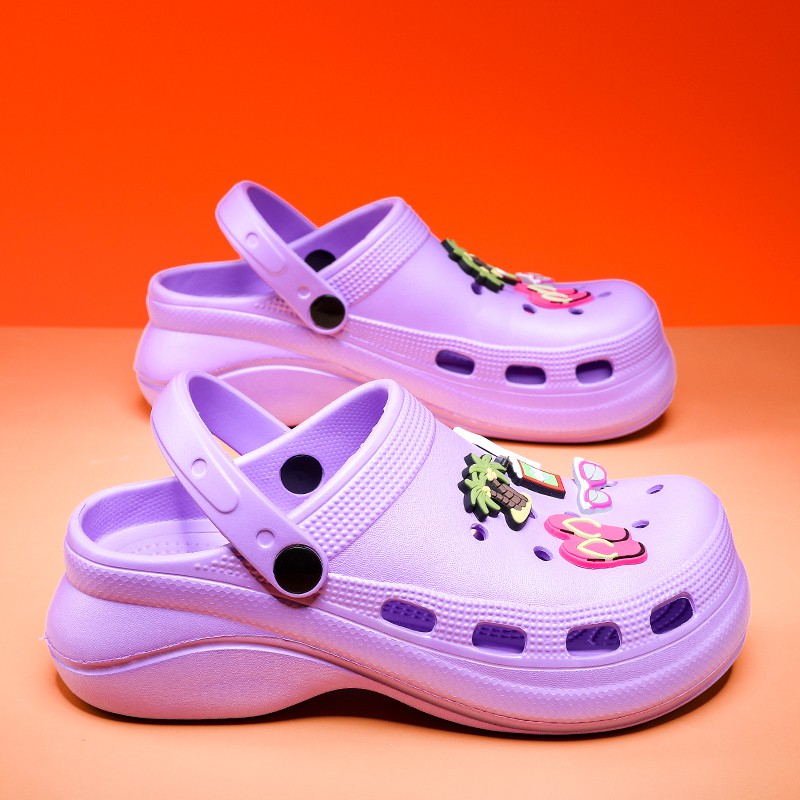 New korean Crocs women's platform sandals fashion high-heeled slippers ...