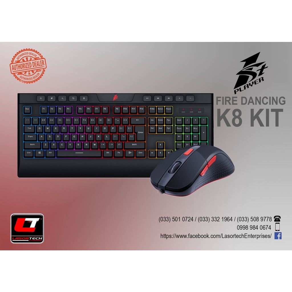 1stPlayer K8 Fire Dancing Kit RGB Wired Gaming Keyboard + Mouse Combo ...