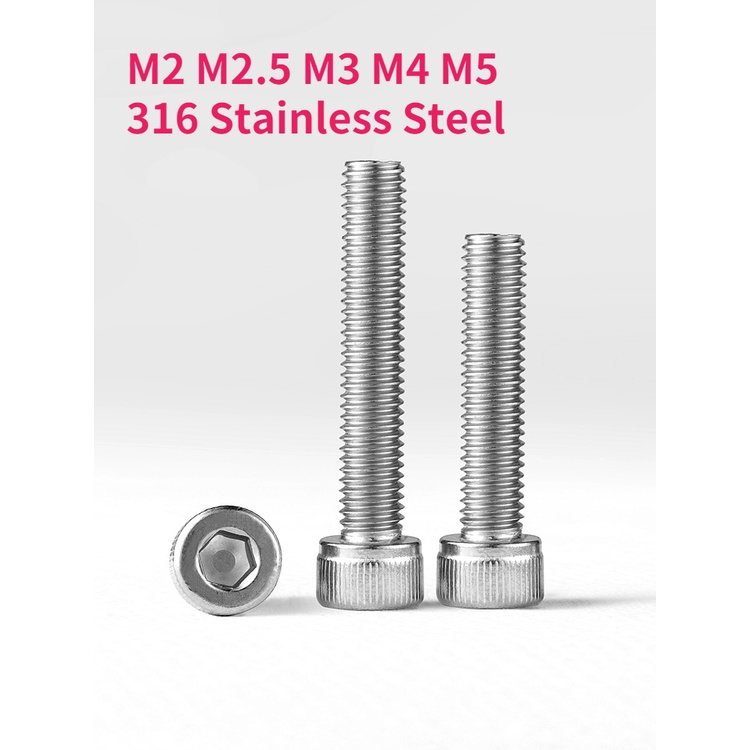 M2 M2.5 M3 M4 M5 316 Stainless Steel Hexagon Hex Socket Screw Cup Head ...