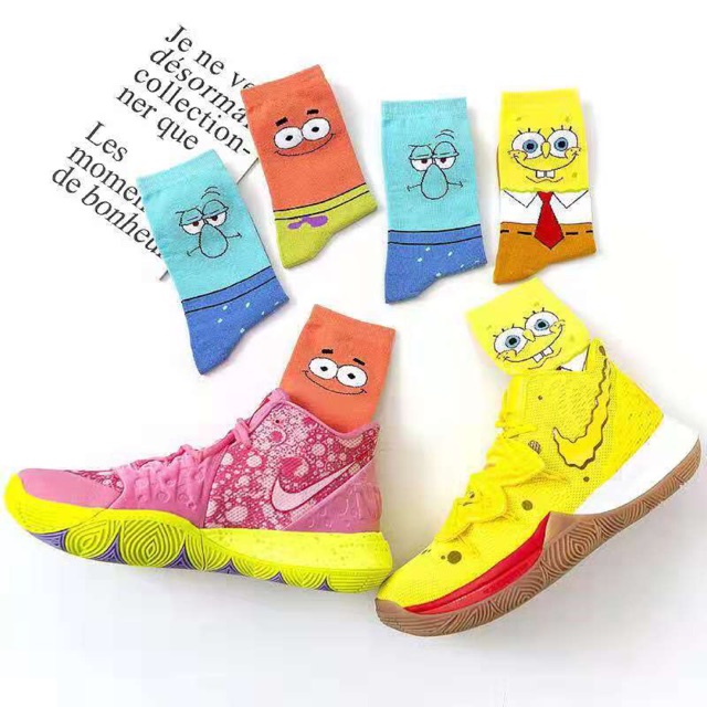 New women foot wear spongebob printed mid socks | Shopee Philippines