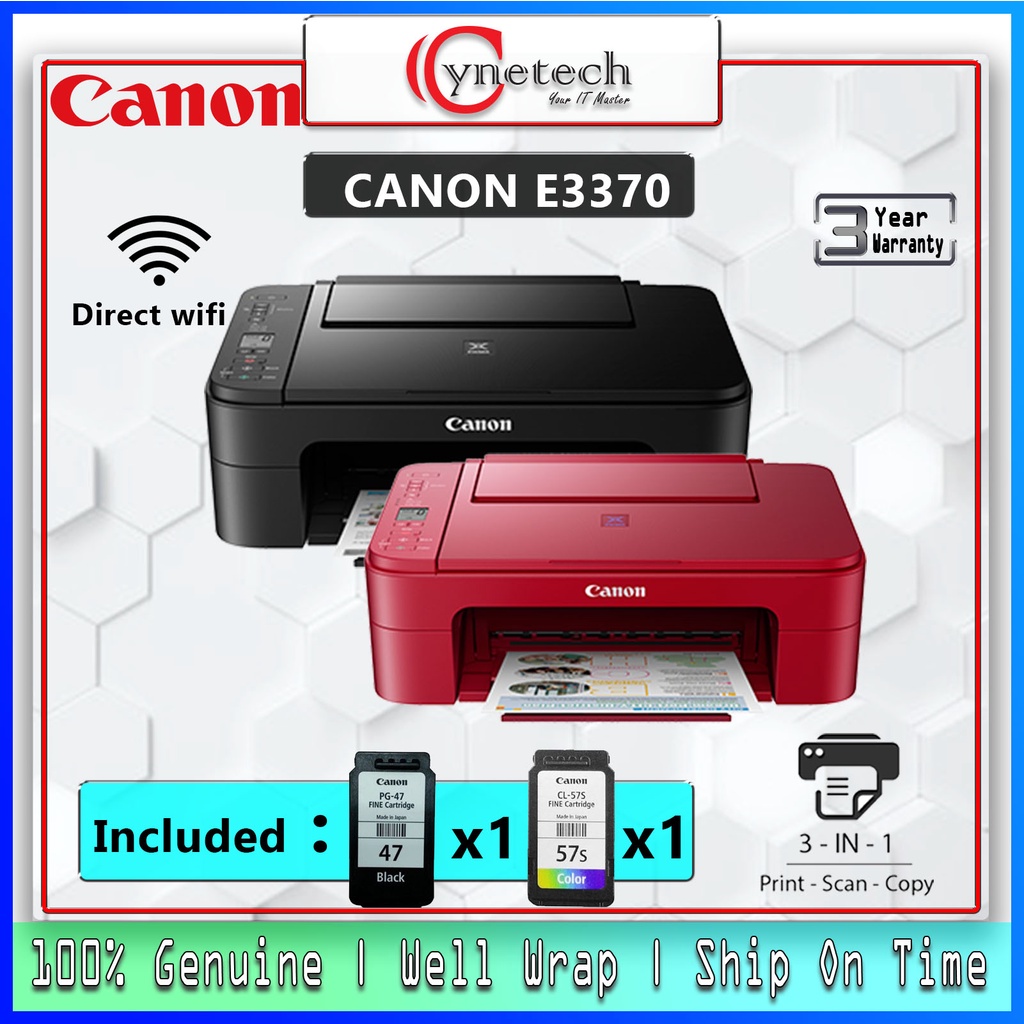 Canon PIXMA E3370 Wireless All-In-One Printer (Print,Scan,Copy ...