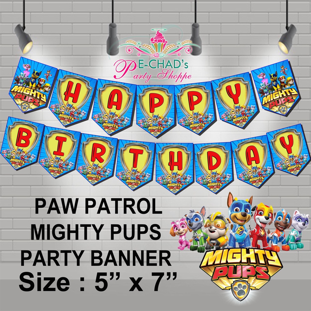 E-Chad_paw_patrol_mighty_pups theme party banner | Shopee Philippines