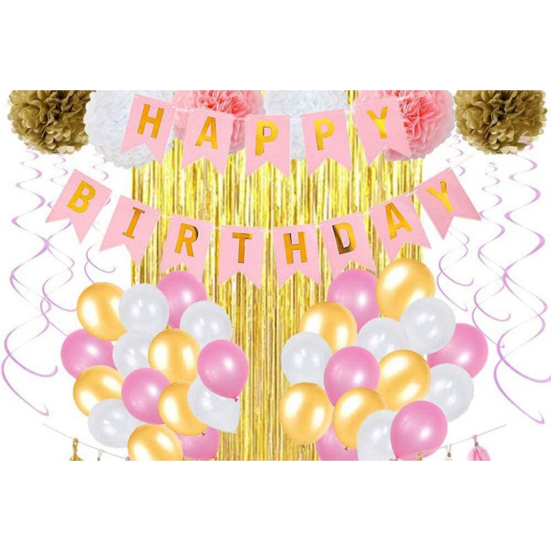 Pink HBD Set Package #23214 (pom poms not included) | Shopee Philippines
