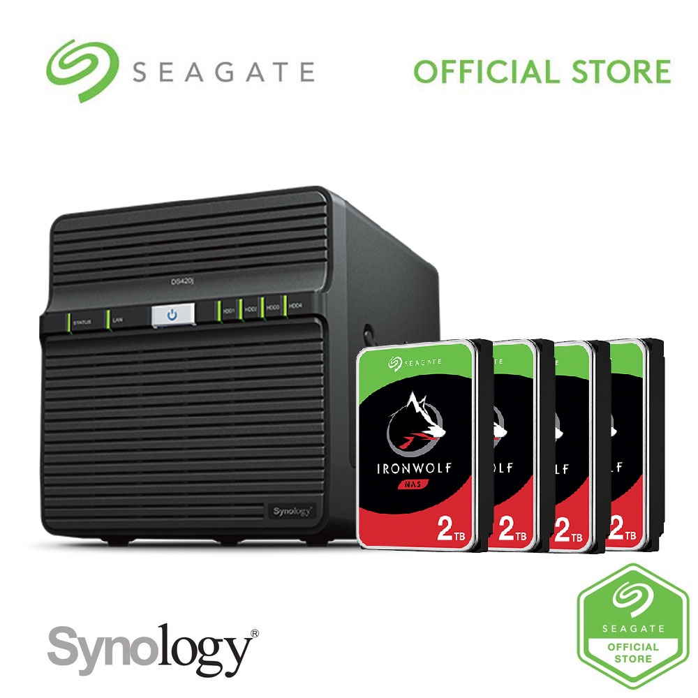 Synology DiskStation DS420j desktop NAS with 4x Seagate IronWolf 2TB ...