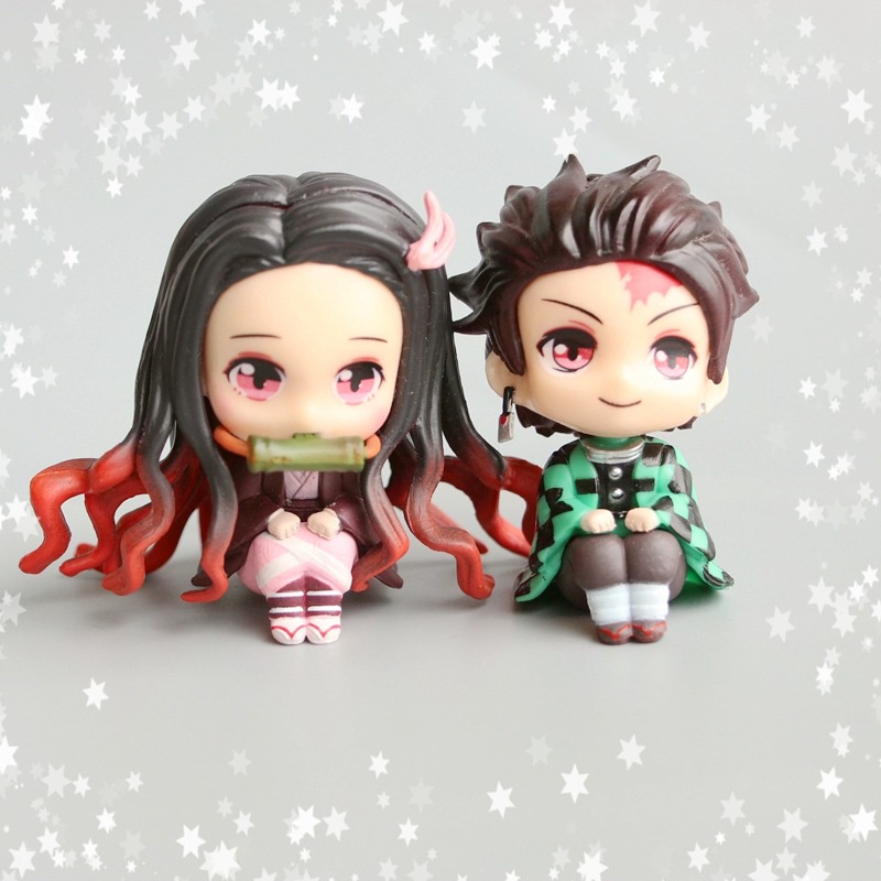 2Pcs/set Demon Slayer Tanjirou Nezuko Figurine Model Gifts Doll ...
