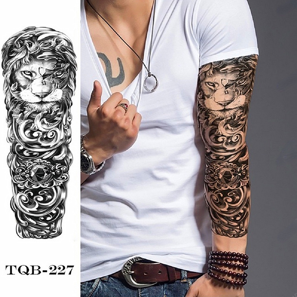 Full Arm Temporary Tattoos Sleeve For Men Women Realistic Fake Tattoos ...