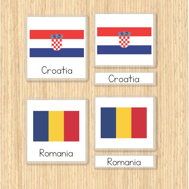 Montessori Three Part Cards - Flags of the countries in EUROPE | Shopee ...