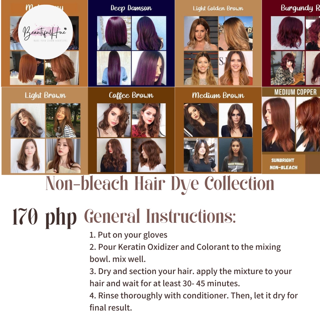 B1T1 Non Bleach Hair Color Set Collection Set (Hair Color with Oxidizer ...