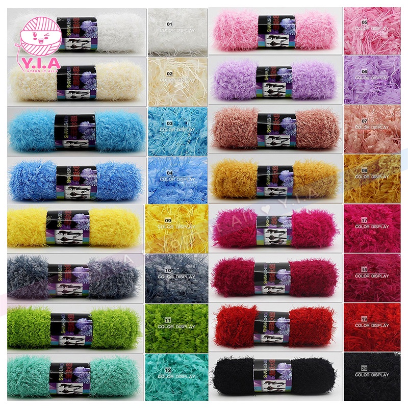 Yia F-Mink 4Ply Crochet Yarn Hand-Knitted Long-Hair Imitation Fur Coral ...