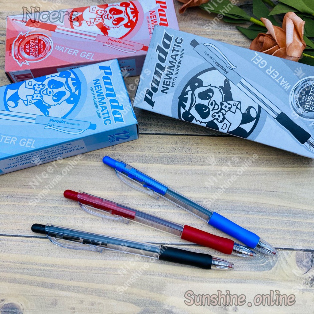 12pcs Original PANDA Newmatic Ballpen With Rubber Grip Water Gel 0.7mm ...
