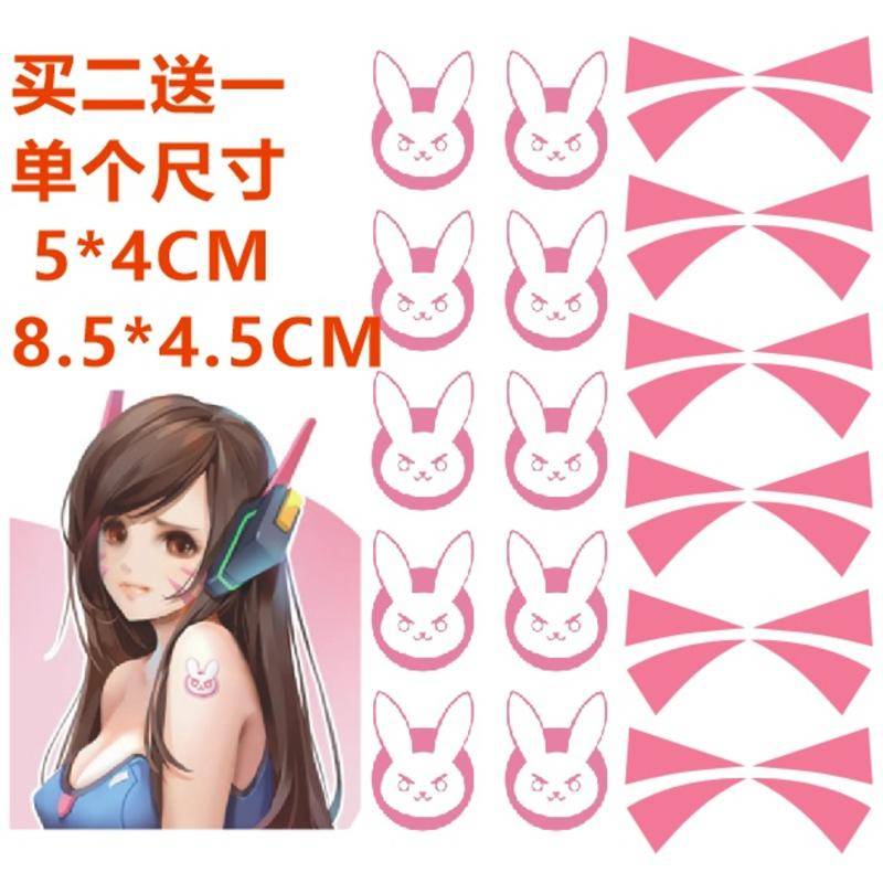 Overwatch DVA D.VA Face Rabbit Tattoo Sticker | Shopee Philippines