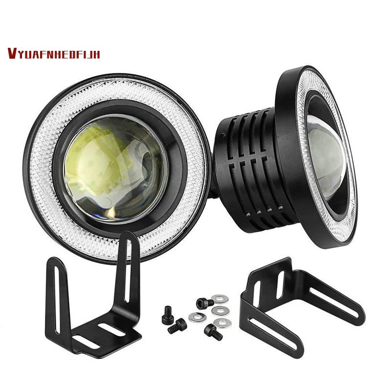 2Pcs Car Universal 3.5 Inch Cob Angel Eye Fog Lights Headlights Running ...