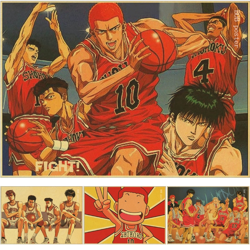 SLAM DUNK Classic Anime poster retro kraft wall paper vintage poster ...