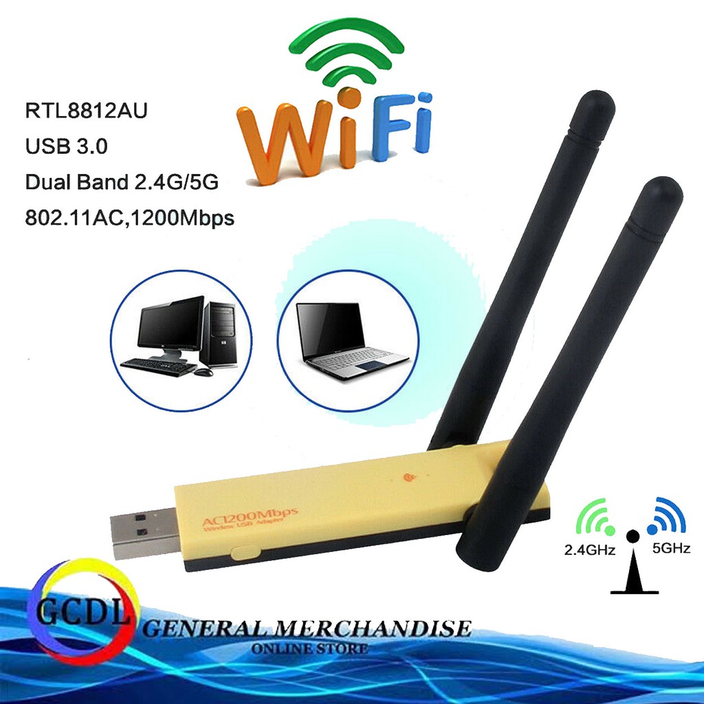1200Mbps Wireless Dual Band USB Adapter AC1200 USB3.0 Wireless Network ...